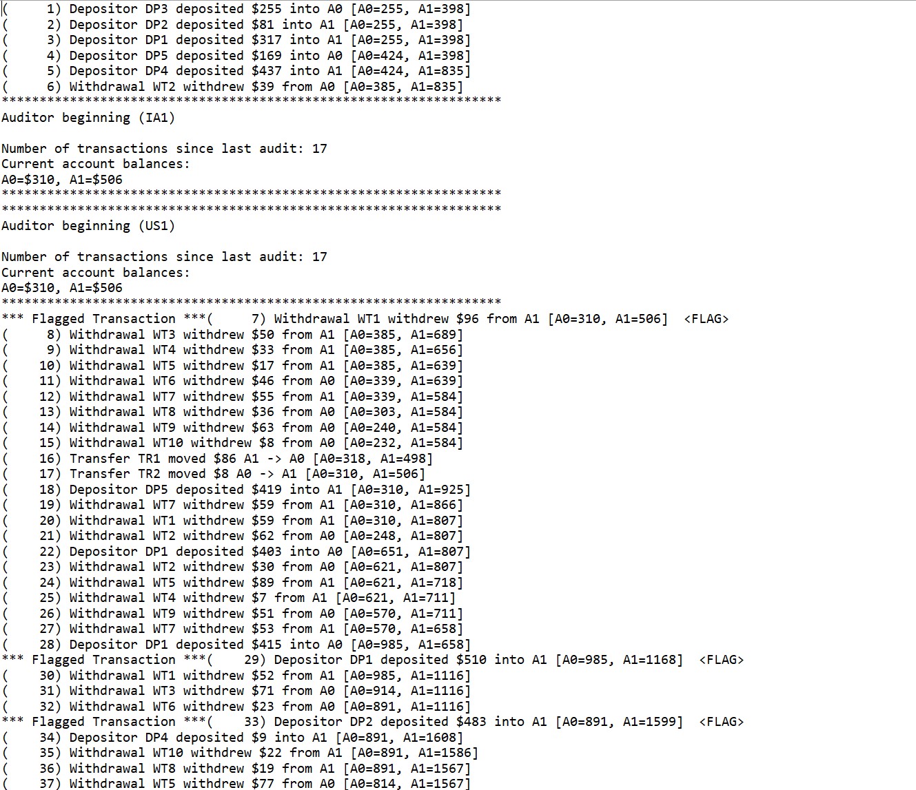Project 2 — Synchronized/Cooperating Threads: Banking Simulator